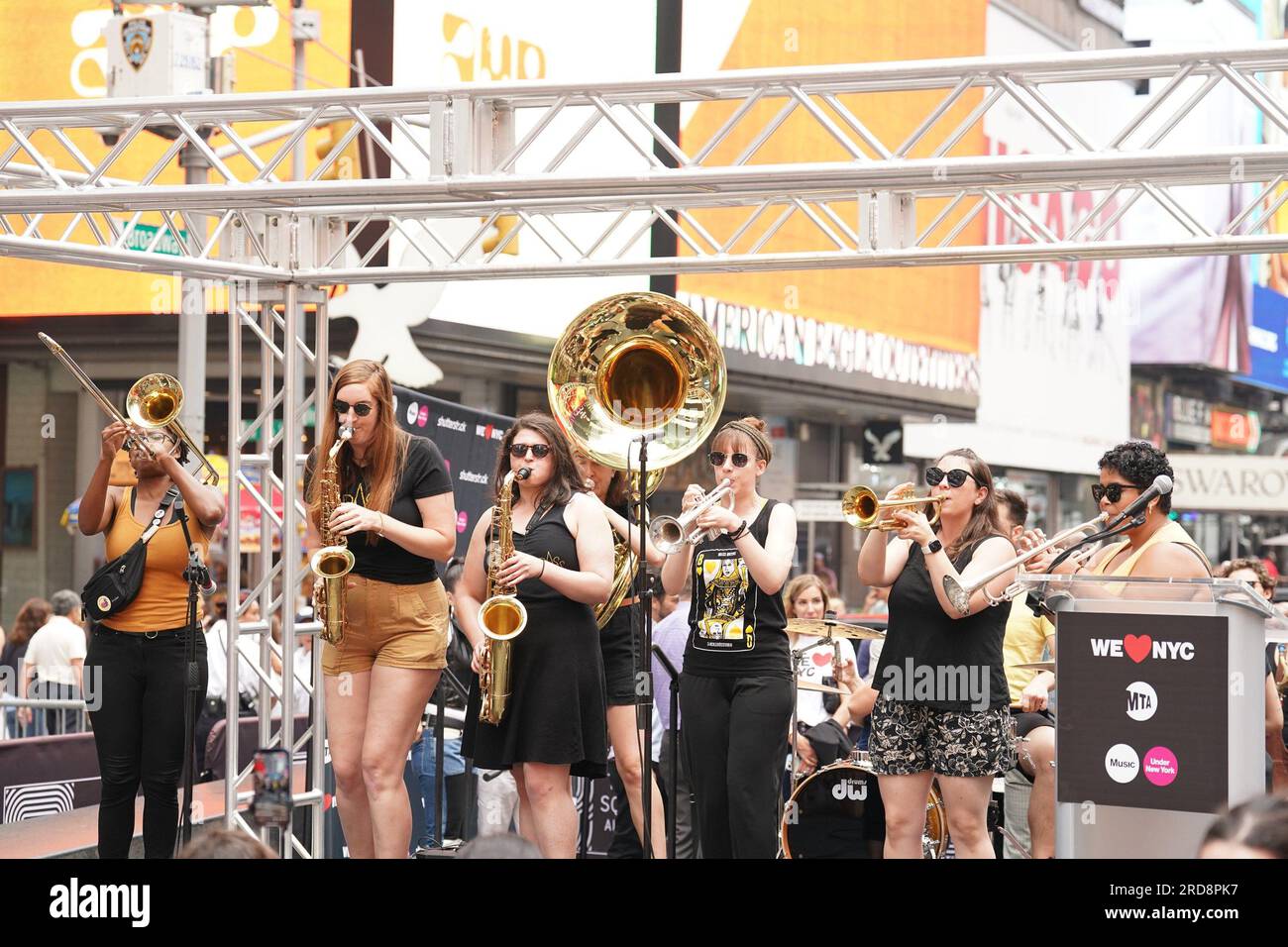 New York, NY, USA. 19th July, 2023. Brass Queens at the press ...