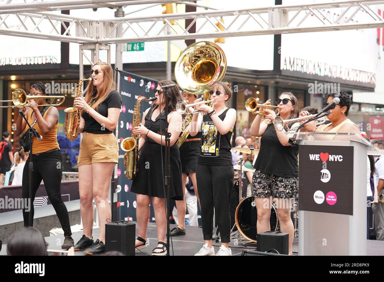 New York, NY, USA. 19th July, 2023. Brass Queens at the press ...