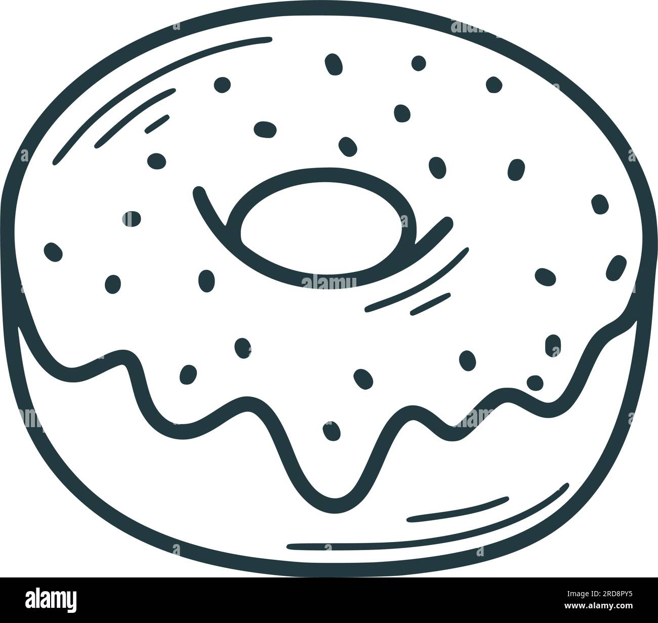 Sweet donut hand drawn clip art. Delicious pastries in glaze with ...