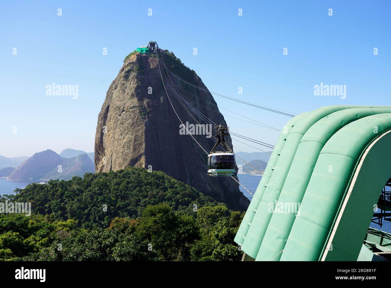 Sugarloaf Mountain with moving cable cars, Rio de Janeiro, UNESCO World ...