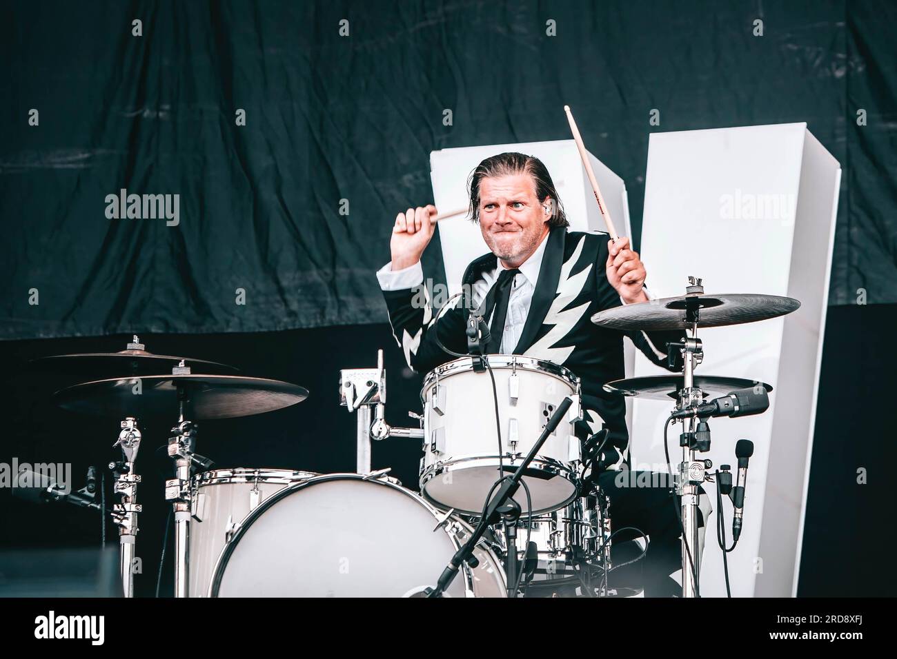 Christian Grahn performs on stage with his band The Hives at Rock in ...