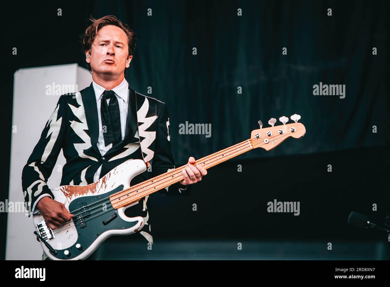 Johan Gustafsson performs on stage with his band The Hives at Rock in Rome Stock Photo - Alamy