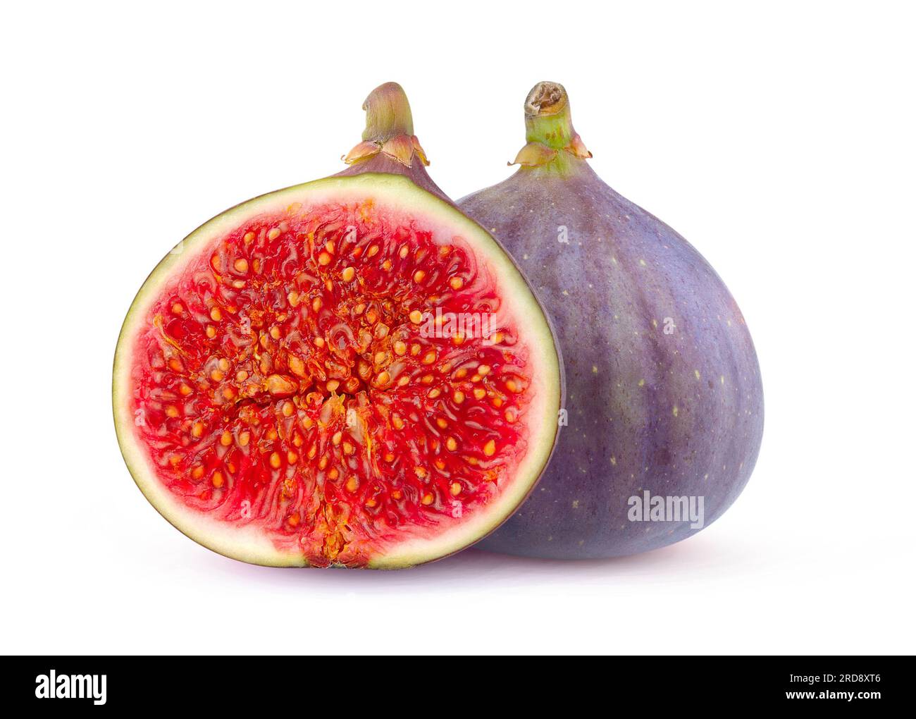 Halved fresh fig fruits isolated on white background Stock Photo - Alamy