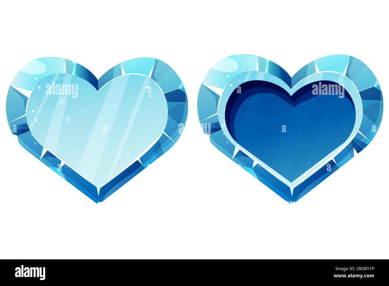 Ice heart, frozen gemstone, crystal in cartoon style isolated on white ...