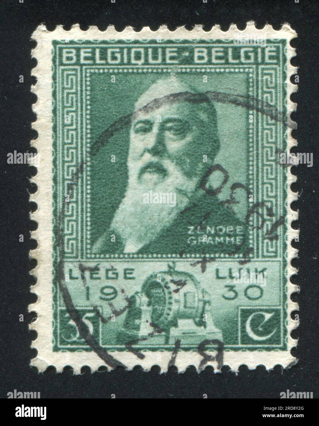 BELGIUM - CIRCA 1929: stamp printed by Belgium, shows Zenobe Gramme ...