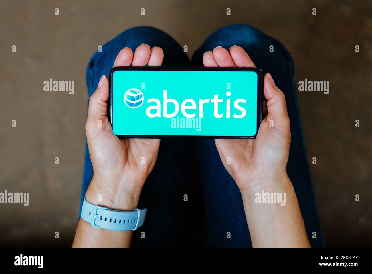 In this photo illustration, the Abertis Infraestructuras logo is seen ...