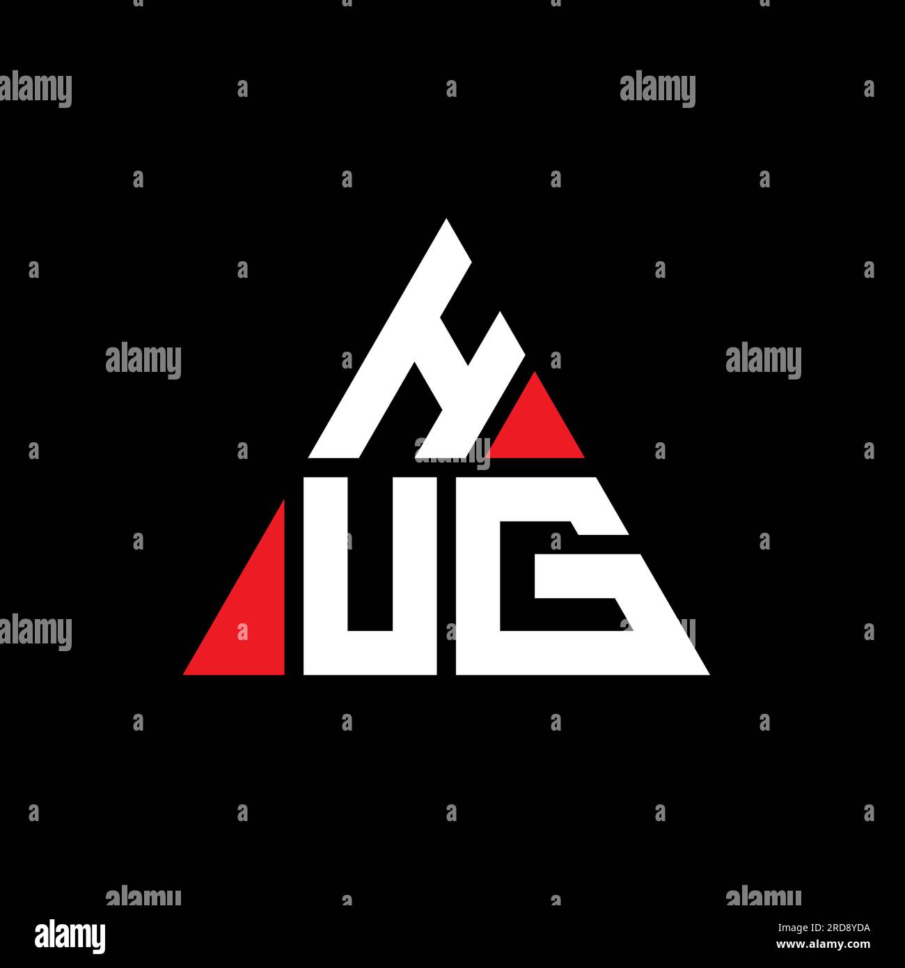 HUG triangle letter logo design with triangle shape. HUG triangle logo ...
