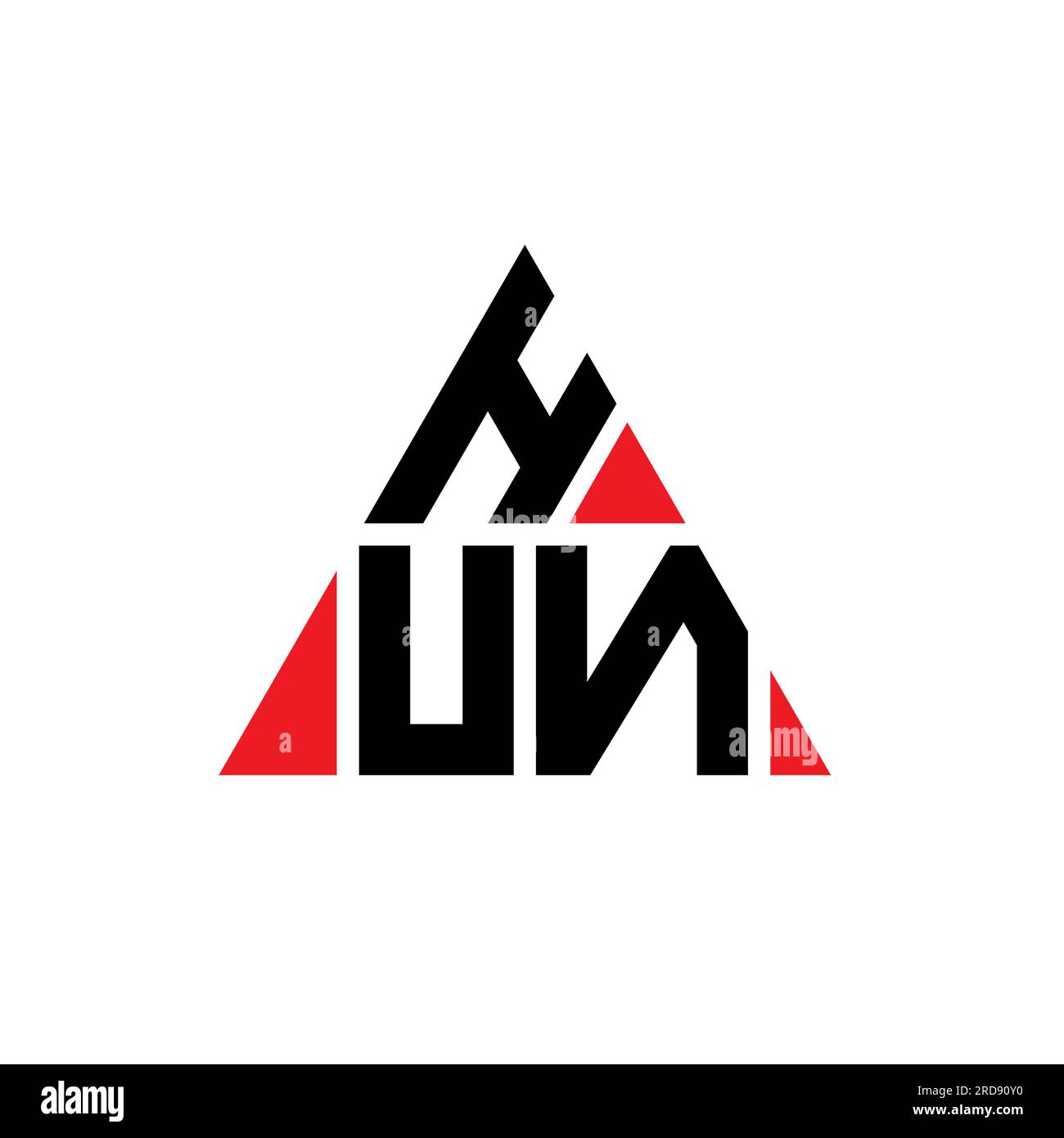 HUN triangle letter logo design with triangle shape. HUN triangle logo design monogram. HUN ...