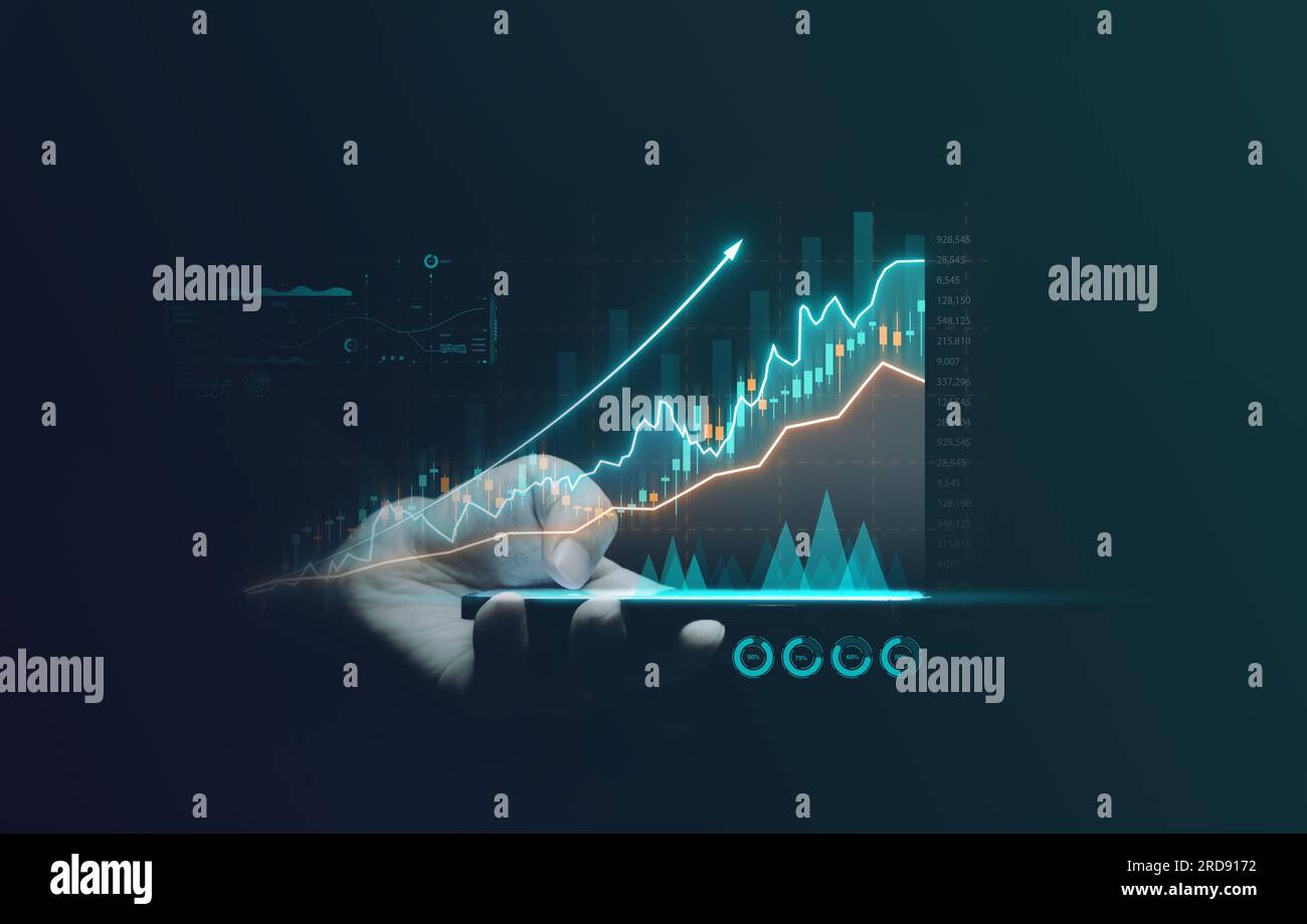 Stock graph and financial chart. Analyze stock market finance volume of ...