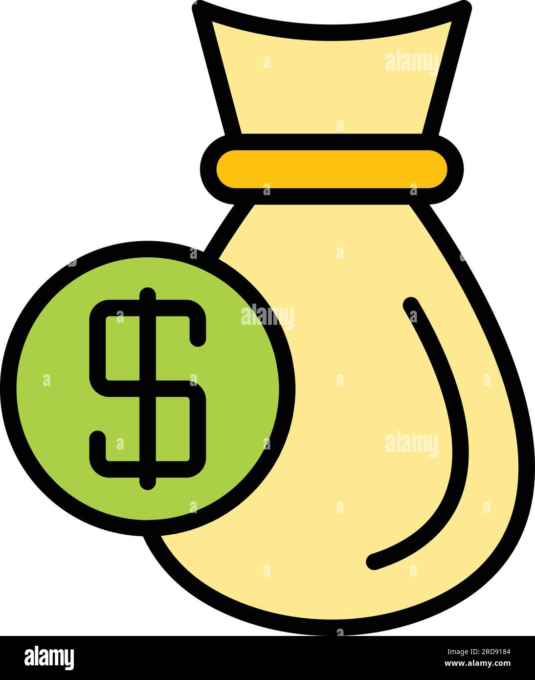Money bag icon outline vector. Dollar cash. Bank sack color flat Stock ...