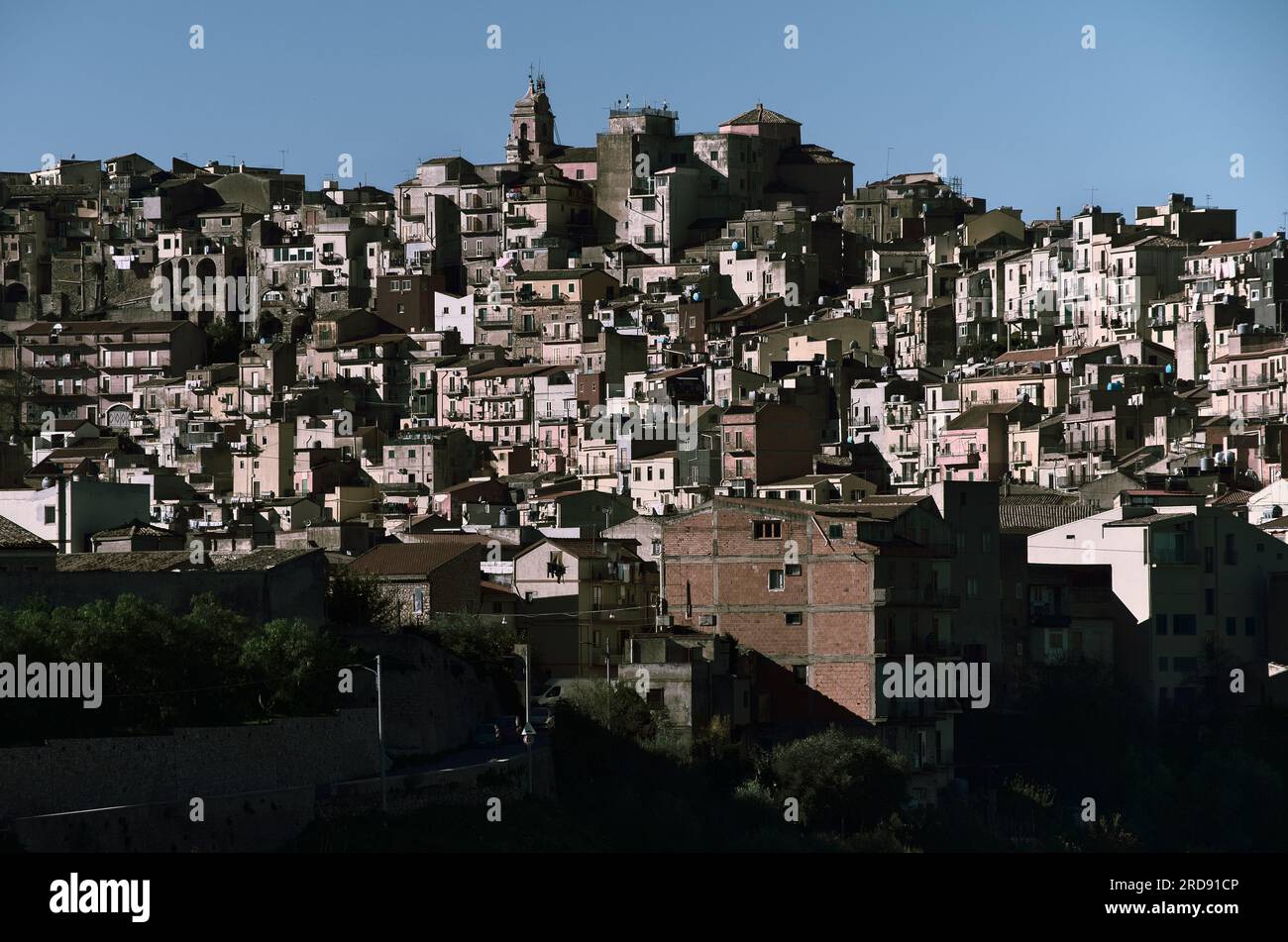light and shadow rural town in mountain of Sicily, Italy Stock Photo ...