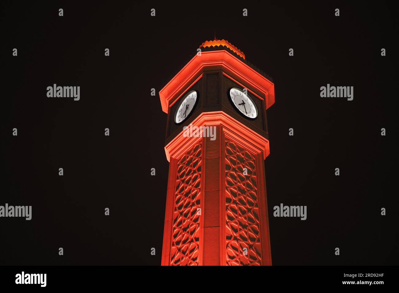 old clock tower at night in istanbul Stock Photo - Alamy