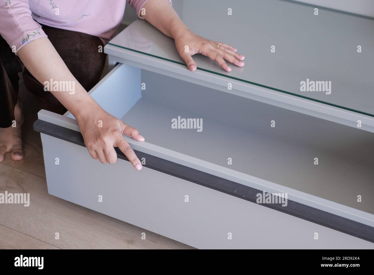 top view of a opened empty drawer Stock Photo - Alamy