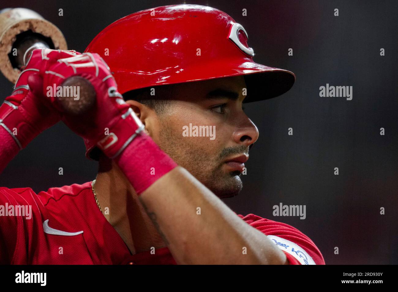 Cincinnati Reds' Christian Encarnacion-Strand waits on deck to bat ...