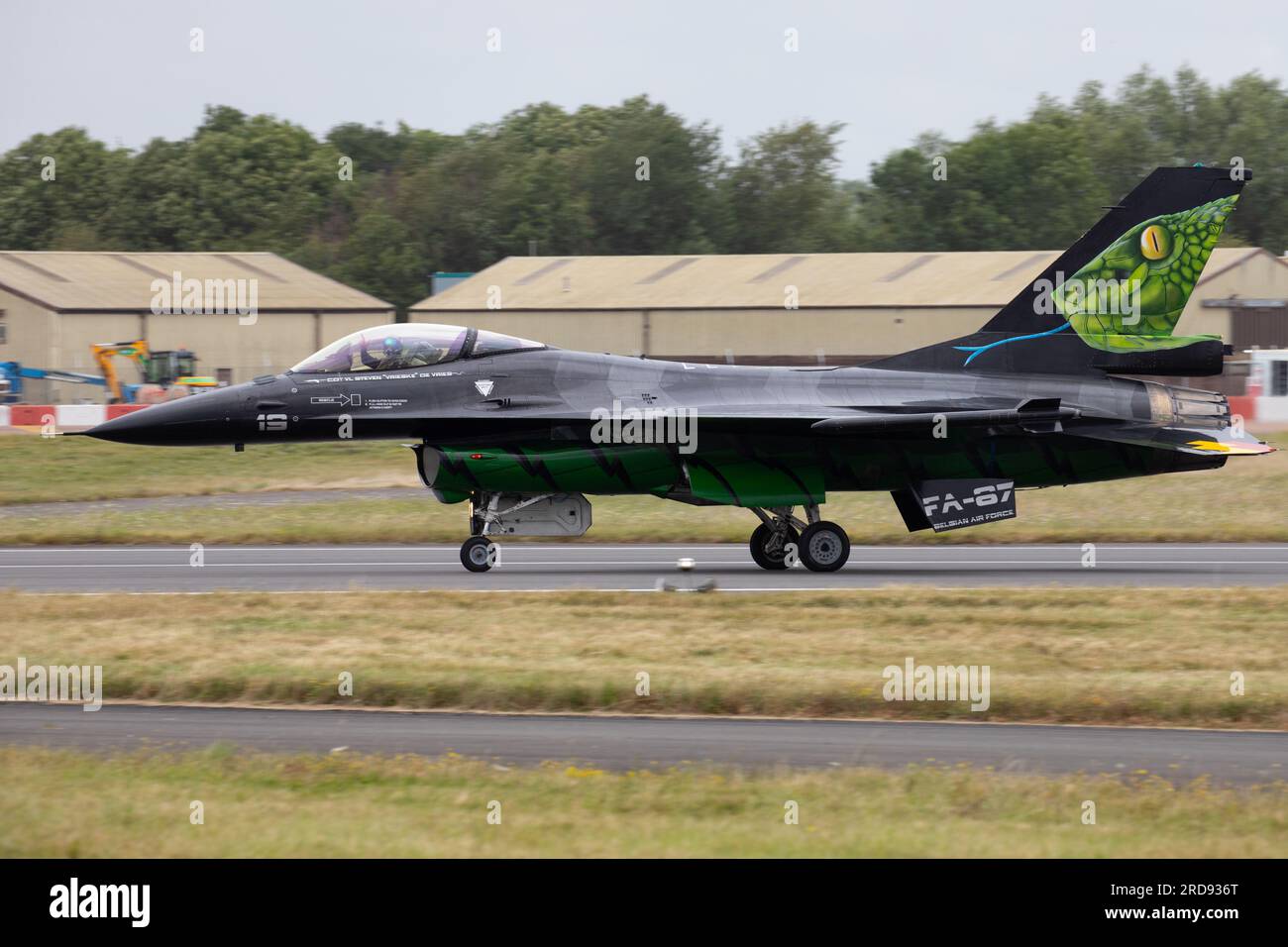Belgian Air Force F-16AM Fighting Falcon arriving at the Royal International Air Tattoo 2023 ...