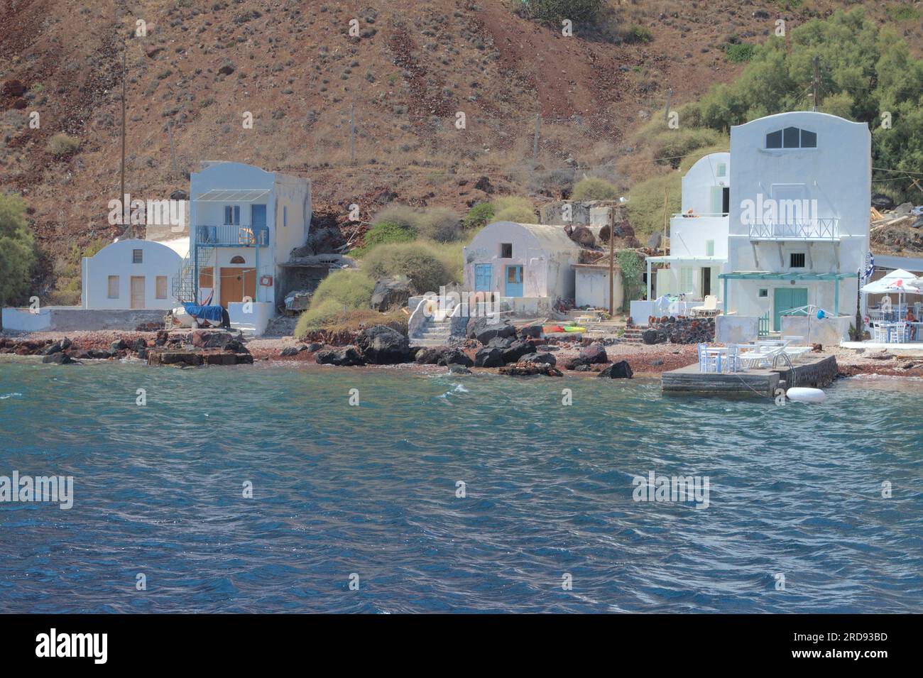 Rural seafront settlement on Santorini island. Greece Stock Photo - Alamy
