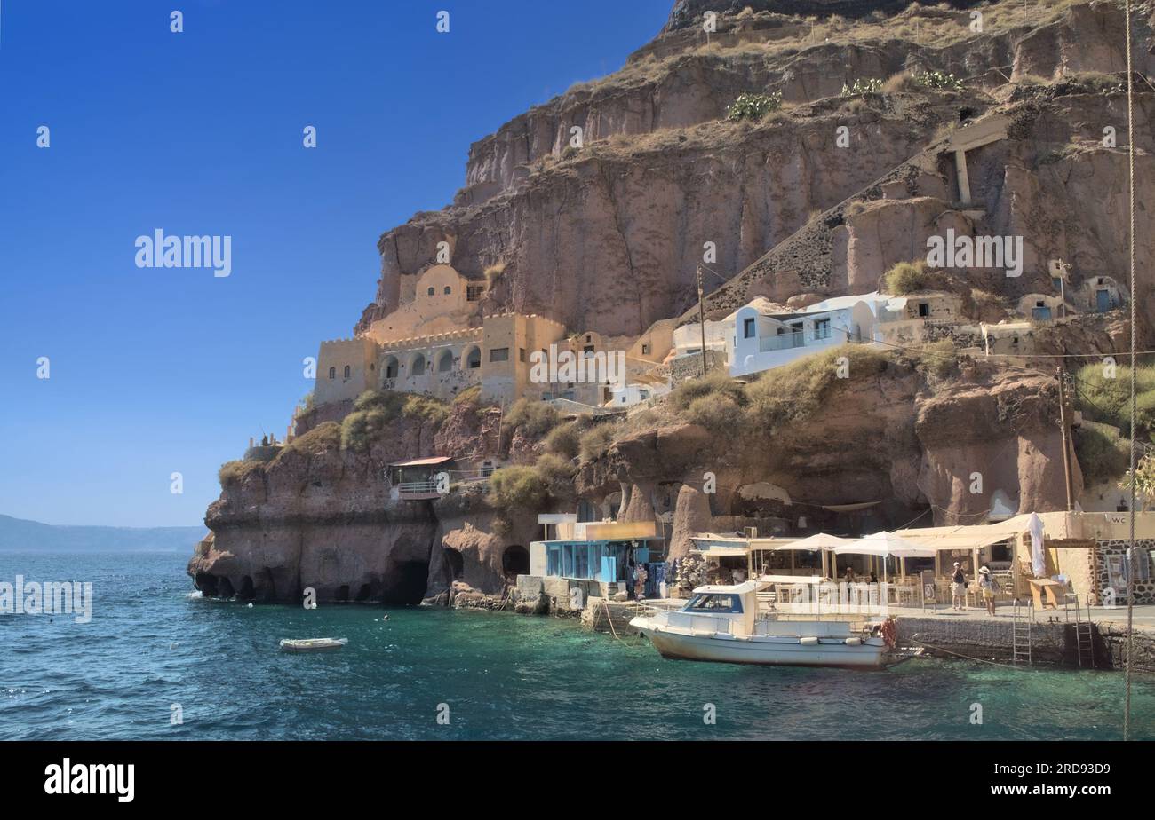 Rural seafront settlement on Santorini island. Greece Stock Photo - Alamy