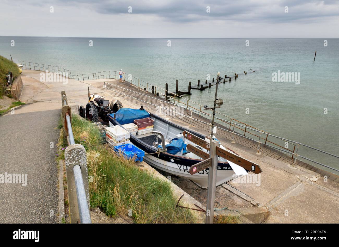 promenade and fishing boat at overstrand north norfolk england Stock ...
