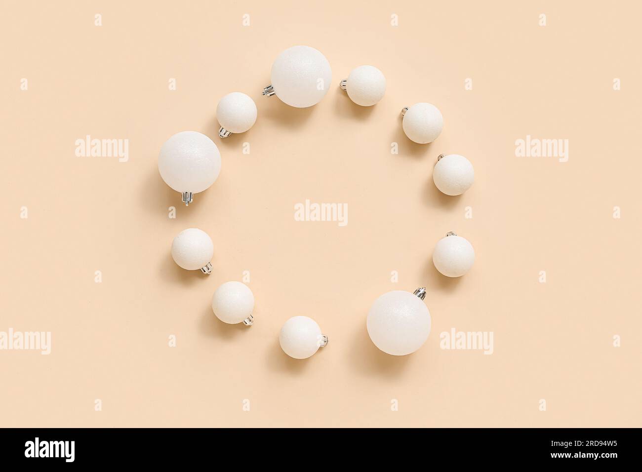 Frame made of Christmas balls on white background Stock Photo - Alamy