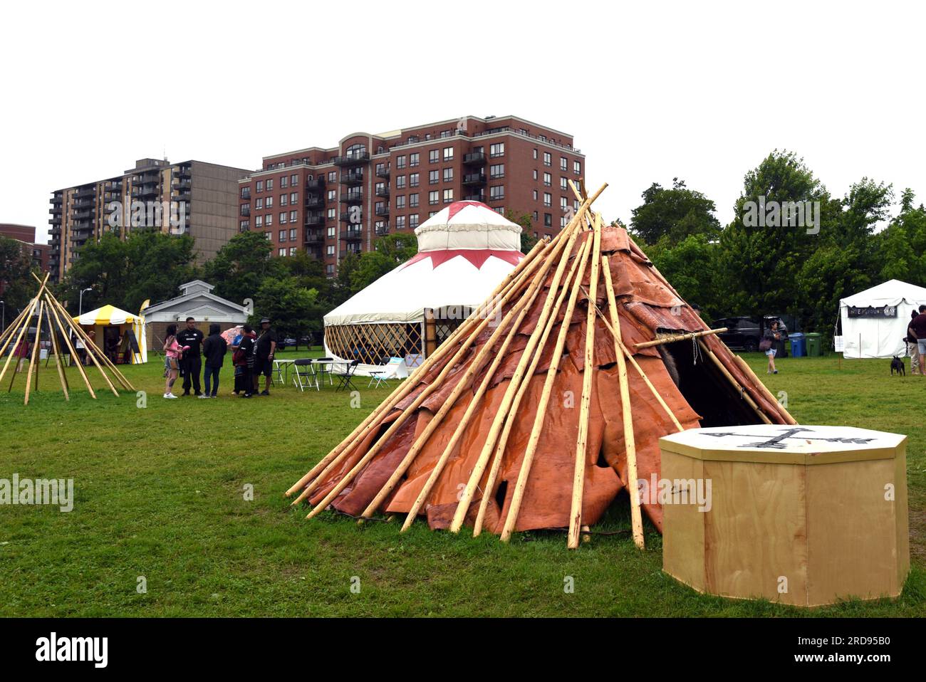 Halifax, NS, Canada – July 19 2023: Tipi and tent at the Commons in ...