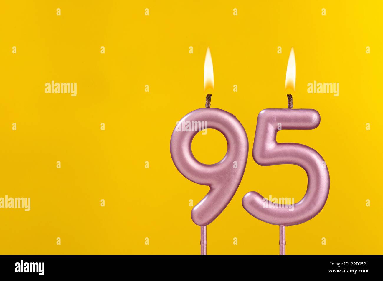 Birthday candle number 95 - Birthday celebration on yellow background ...