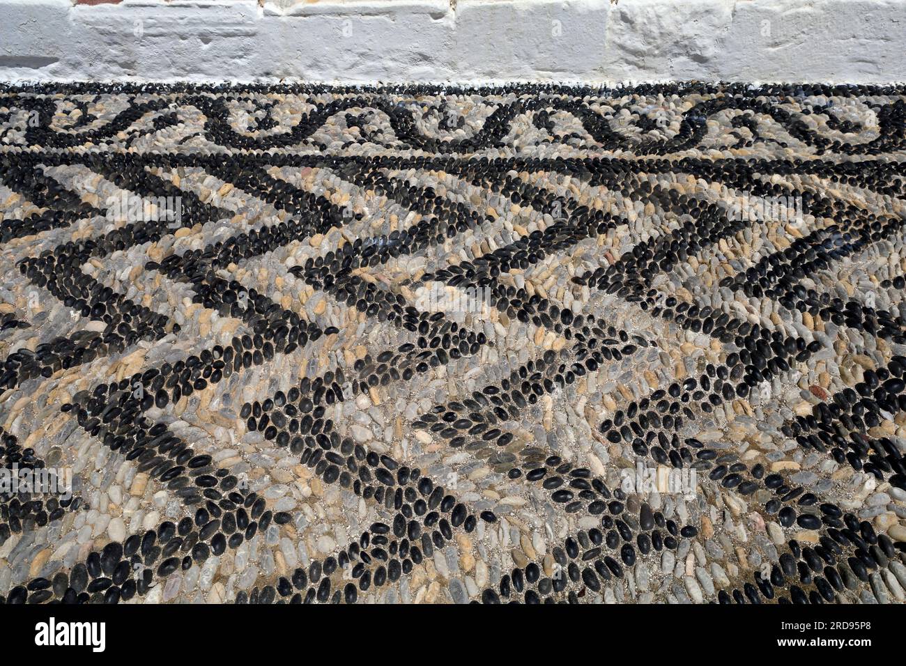 Traditional black and white pebble mosaics,Tilos island, Dodecanese ...