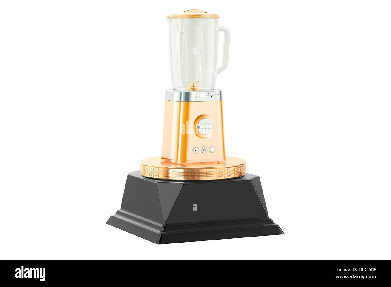 Golden Electric Blender Award Trophy Pedestal. 3d Rendering isolated on ...