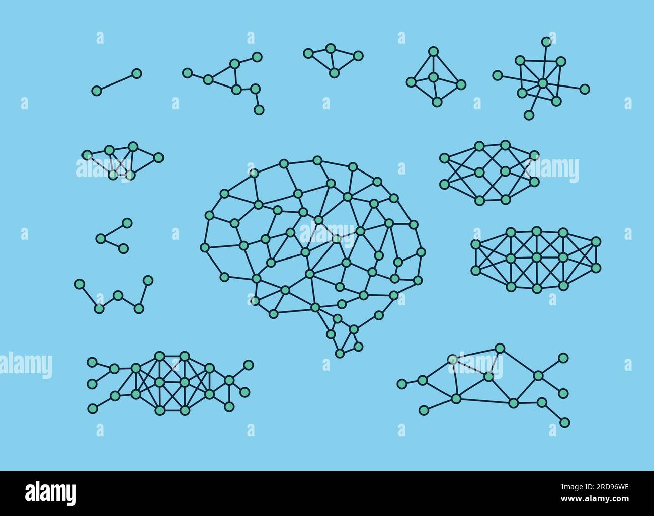Set Of Neural Network Shapes Plexus Shapes For Science Concept