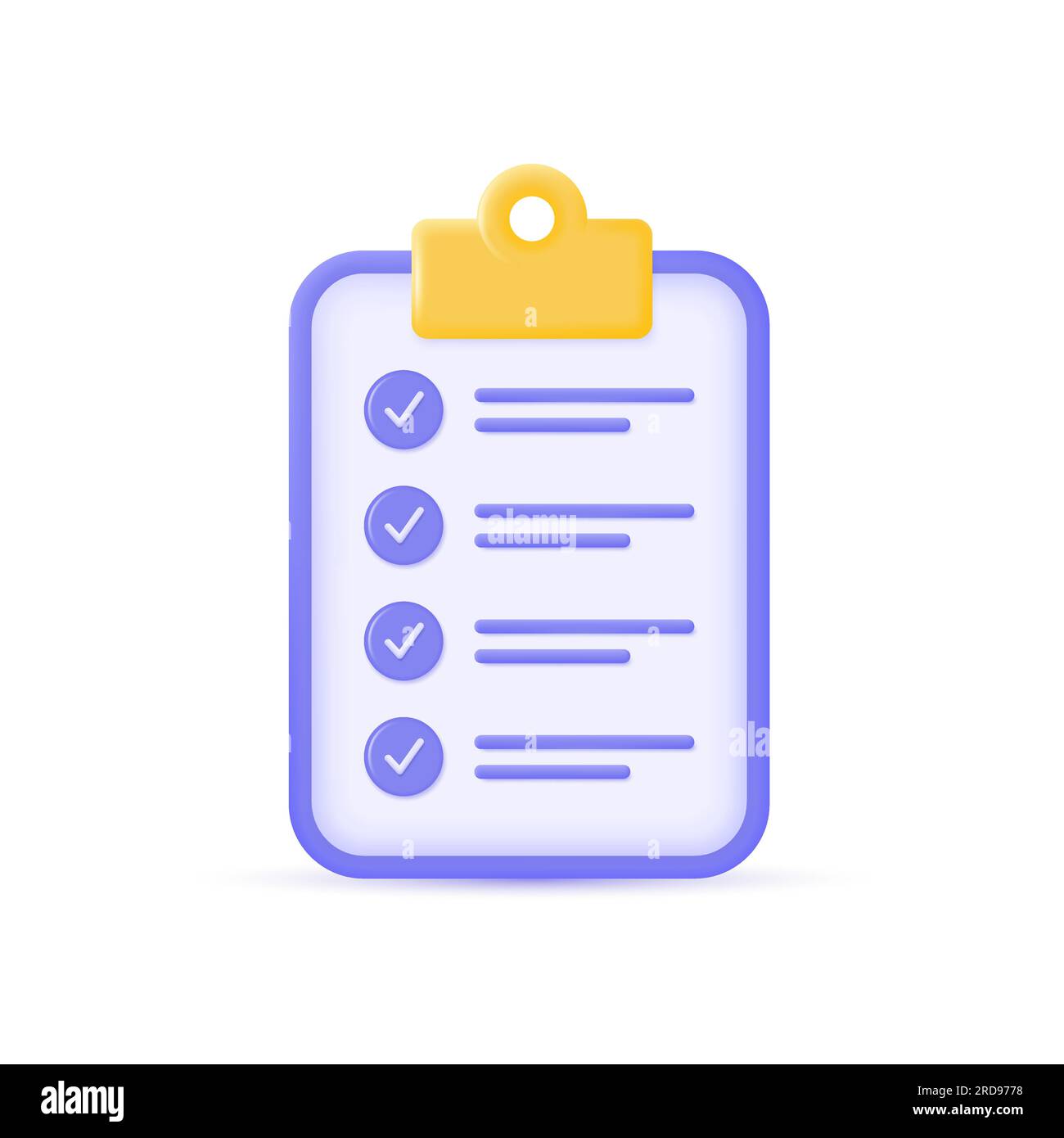 3d checklist with check marks in a minimalistic cartoon style. concept ...