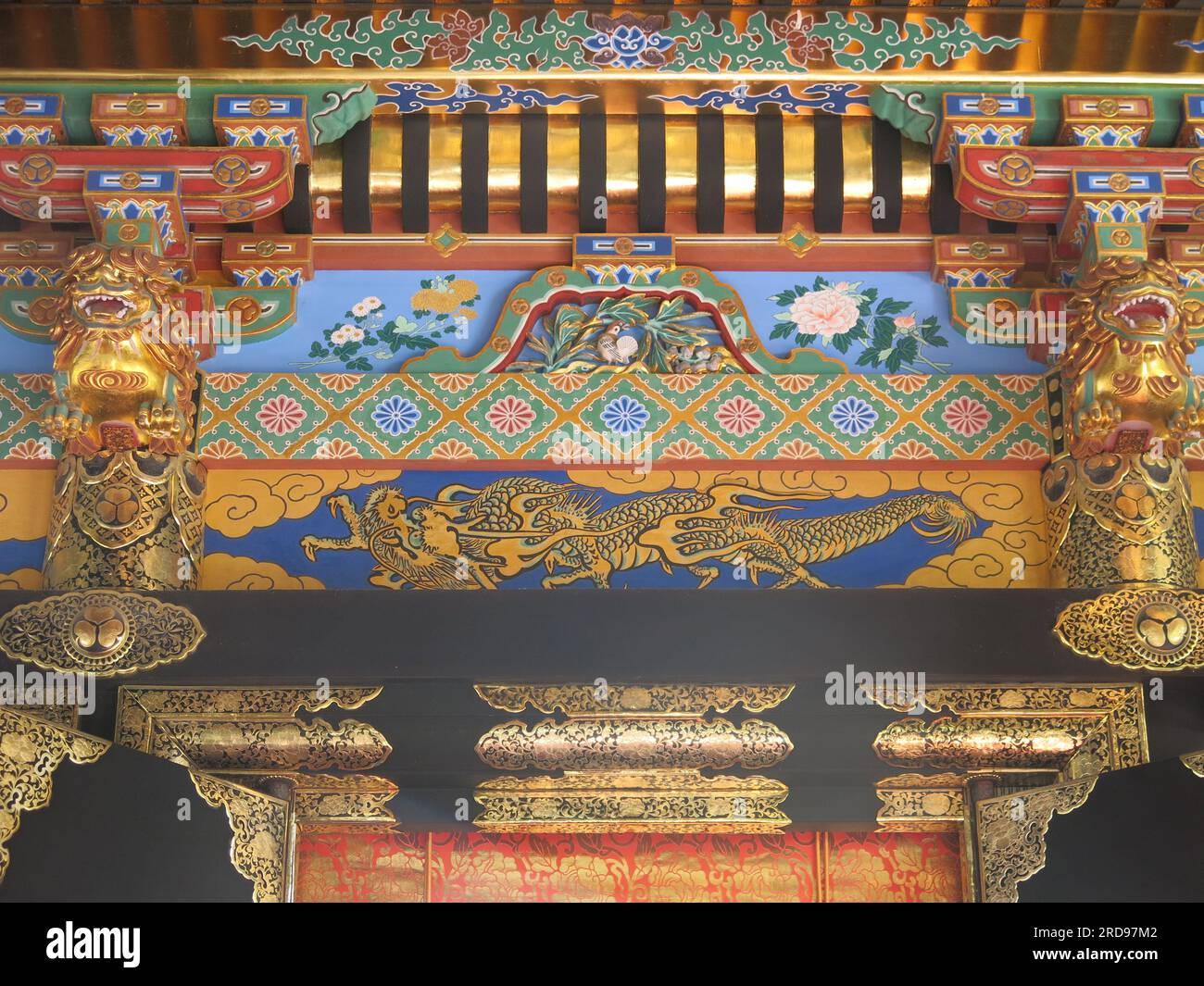 The ornate decor and lacquer on the religious buildings at the Kunosan ...