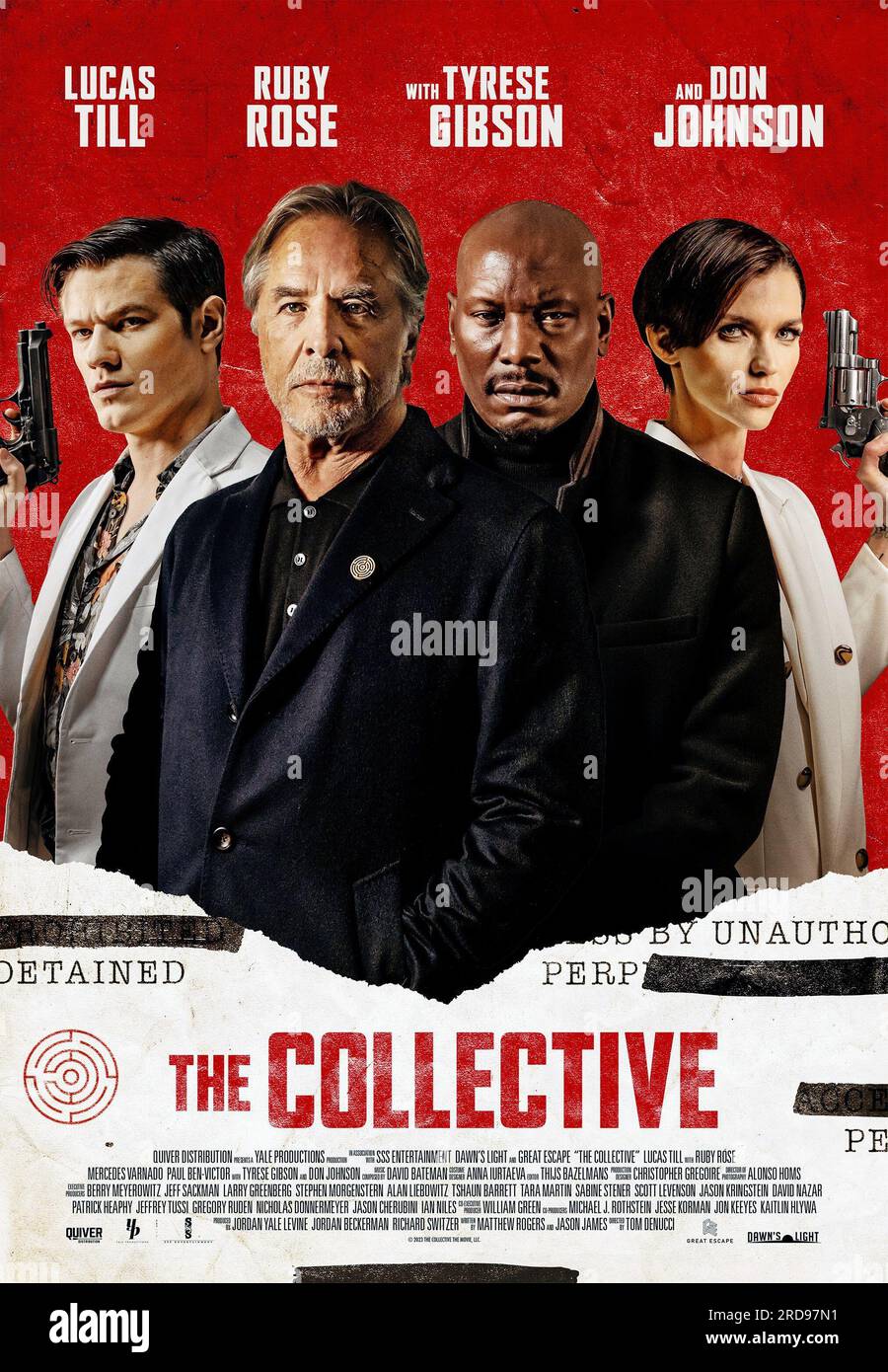 THE COLLECTIVE, US poster, from left: Lucas Till, Don Johnson, Tyrese Gibson, Ruby Rose, 2023 ...