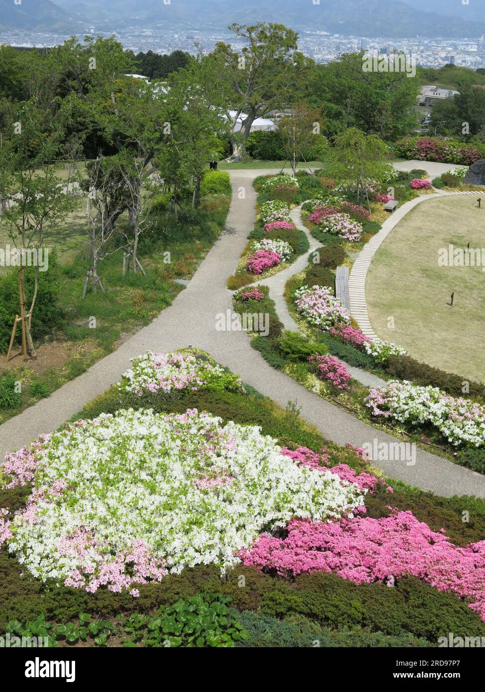 View from the Nihondaira Yume Terrace of the swathes of colourful ...