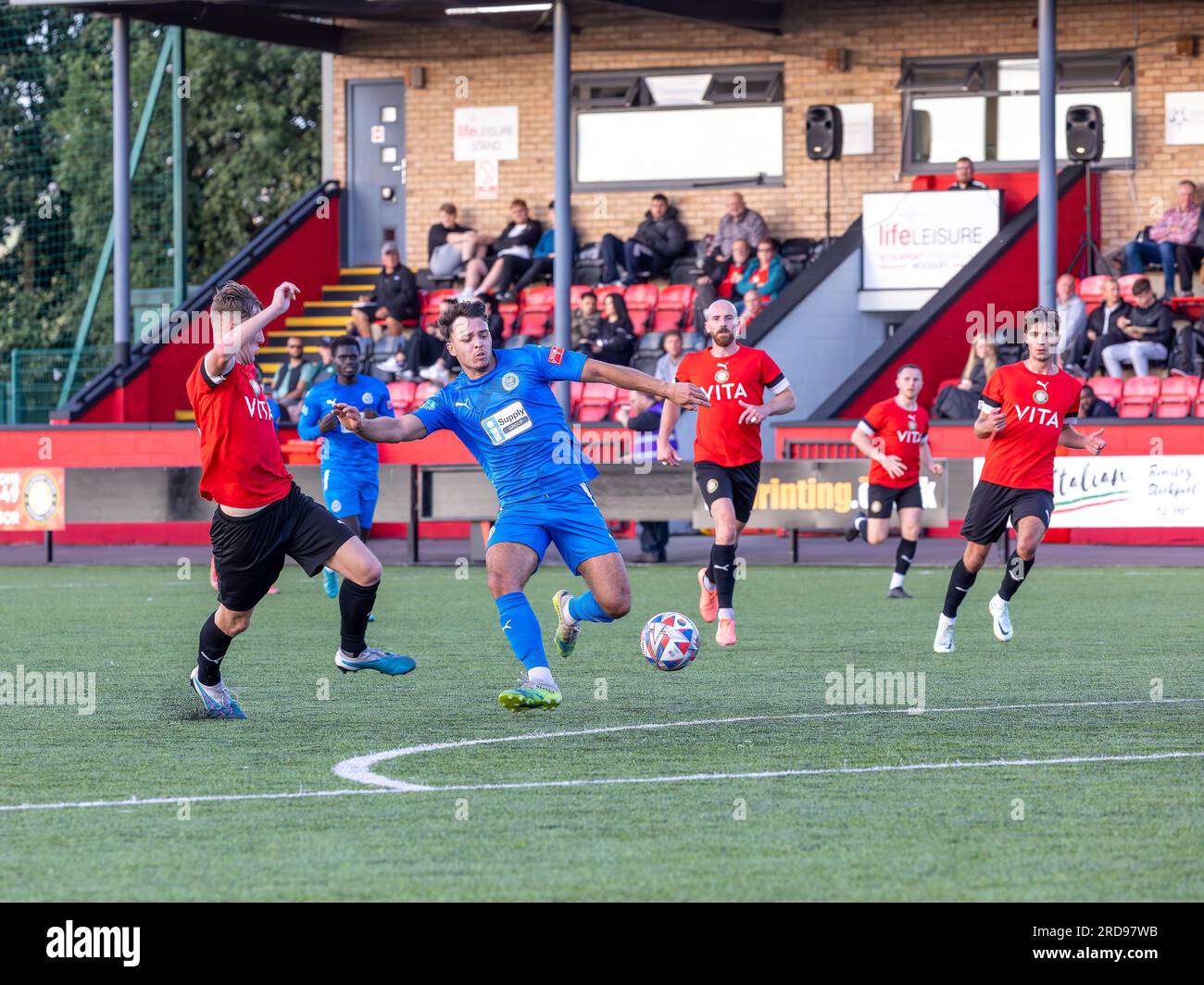 Warrington Rylands player Scott Bakkor prepares to shoot at goal ...