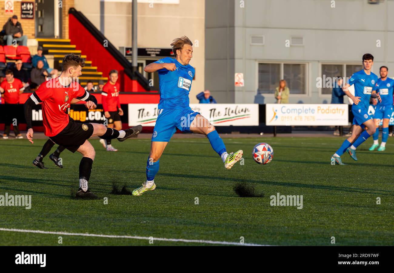 Warrington Rylands player Ben Hardcastle tries to block a kick by a ...