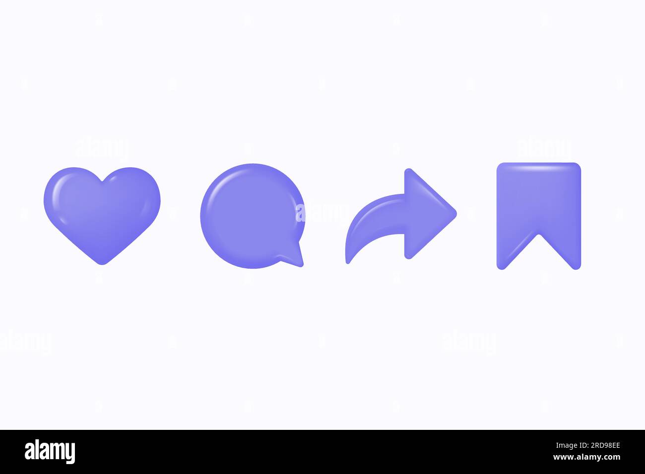 3d icon set for social networks, heart, comment, save, share. vector ...