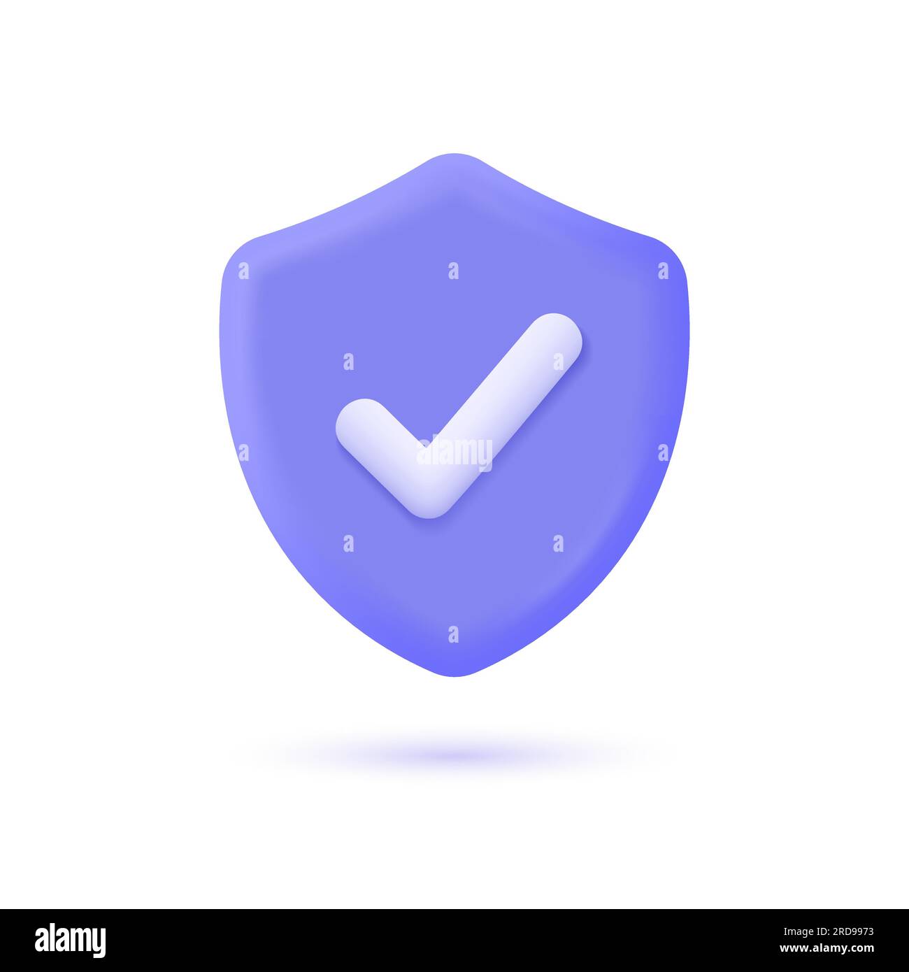 3d shield and check mark icon in minimalistic cartoon style. safety and security concept. vector ...