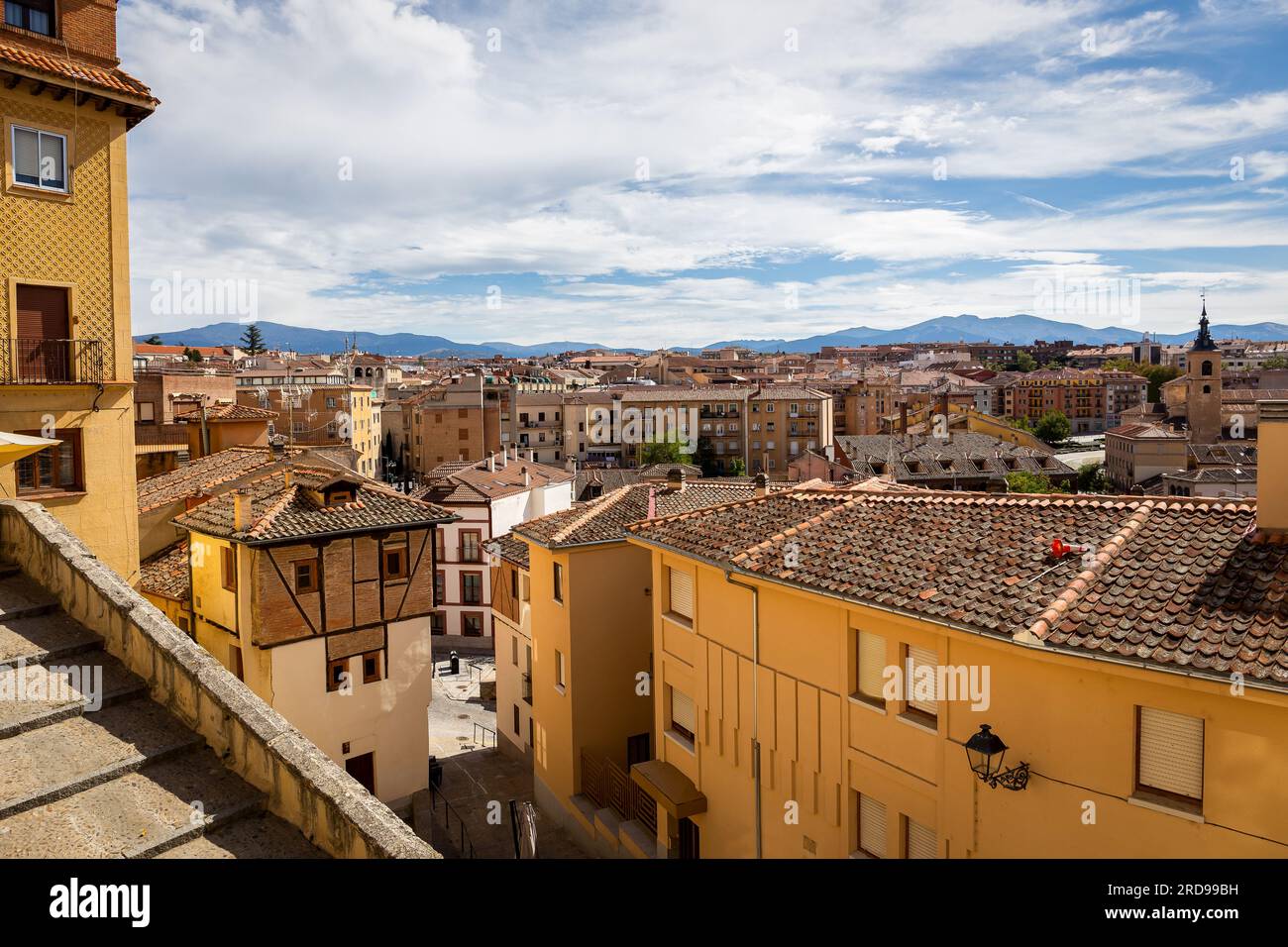 Segovia cityscape with narrow stone streets, medieval architecture and ...