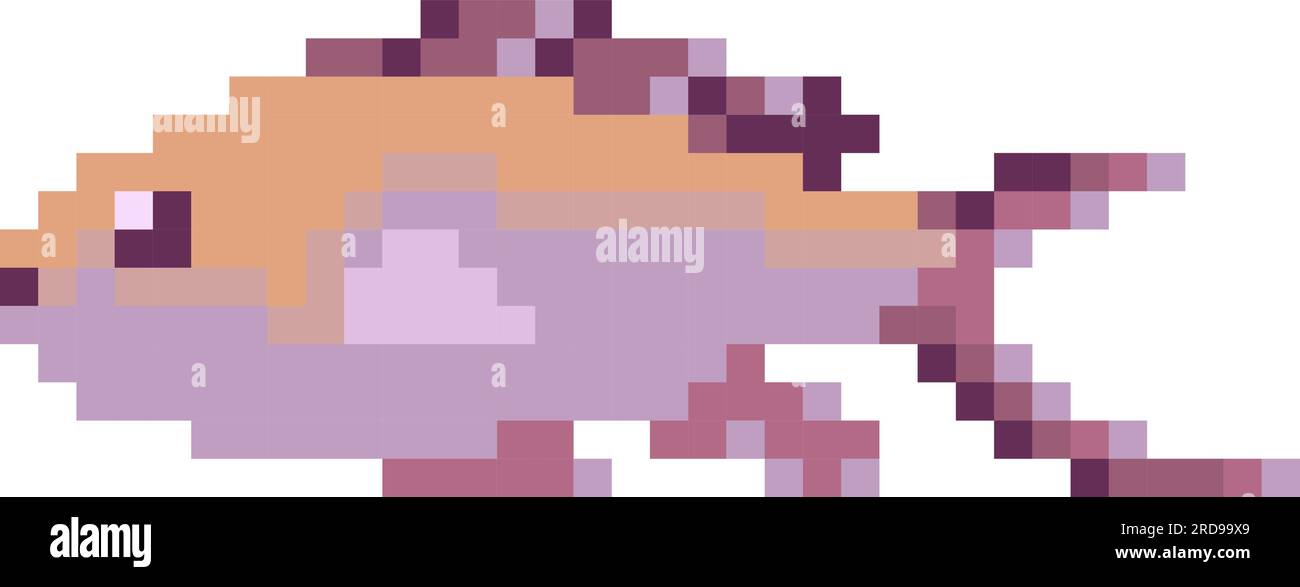 Pixel art fish. Aquarium pet vector illustration. Animal video game ...