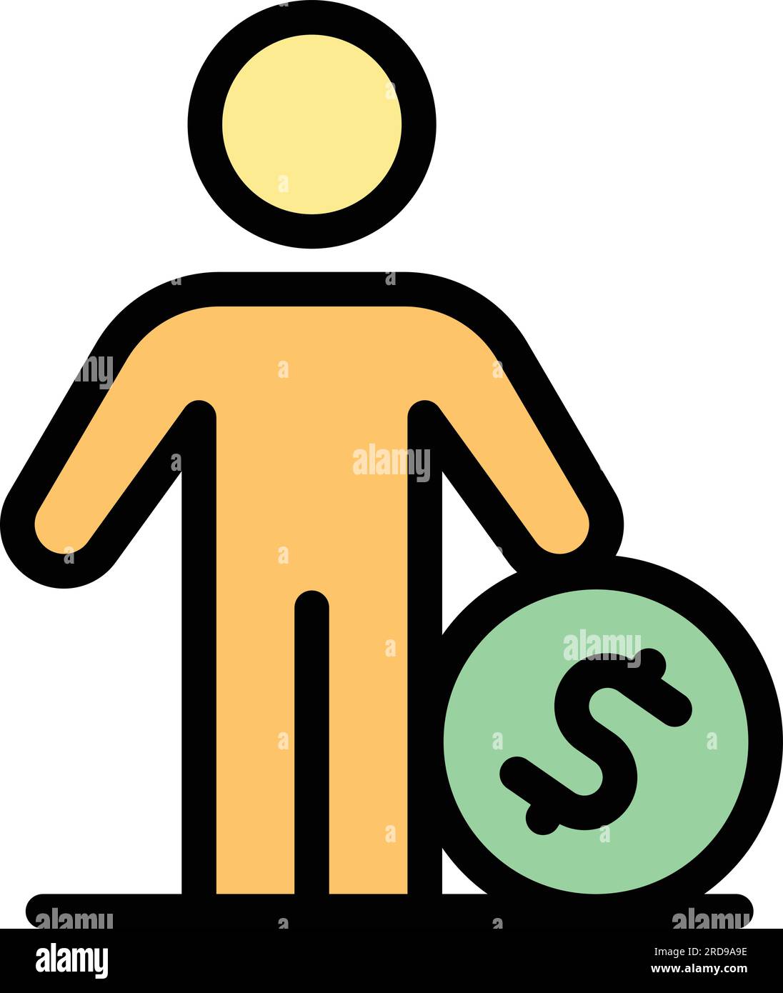 Man keep money icon outline vector. Bank payment. Monthly inflation ...