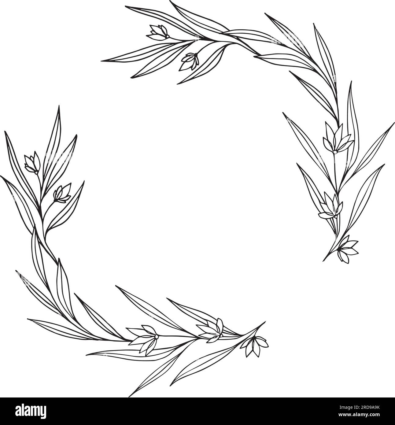 Square floral frame with decorative wild flowers, leaves and flowers ...