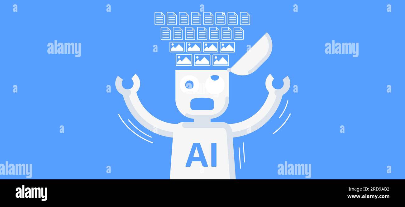Funny AI learning illustration. Robot illustration Stock Vector Image ...