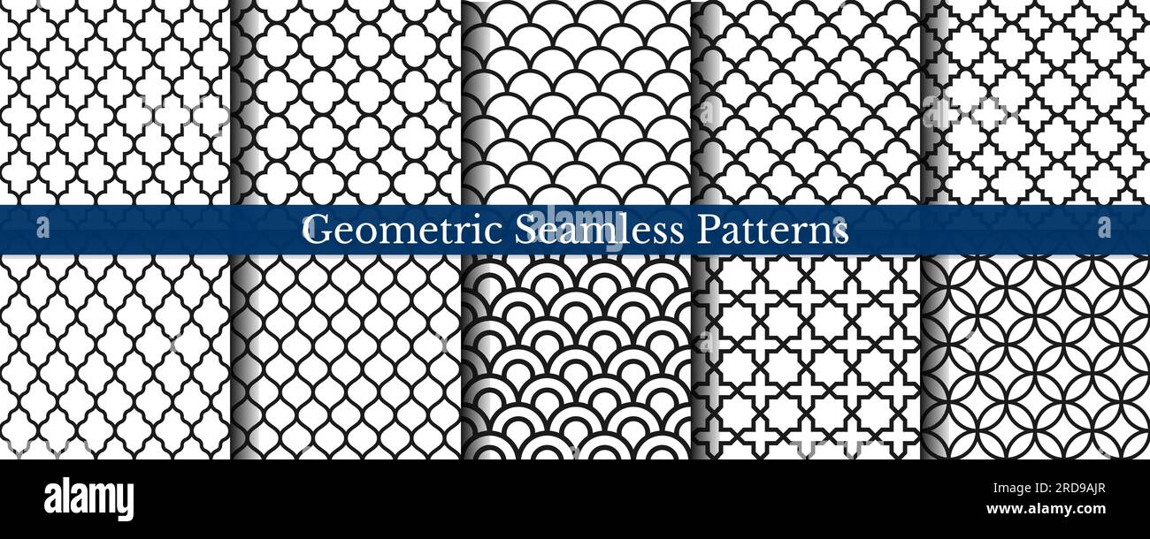 Geometric Seamless Pattern Set Classic Quatrefoil Seamless Pattern