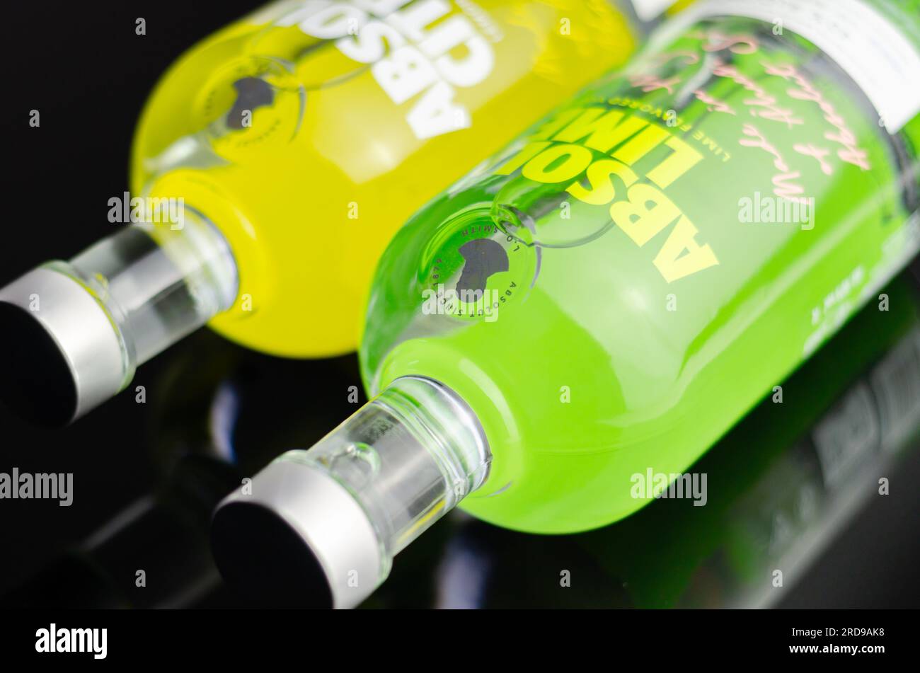 LONDON, UK - 11 JULY 2023 Flavored vodkas produced in the famous old ...