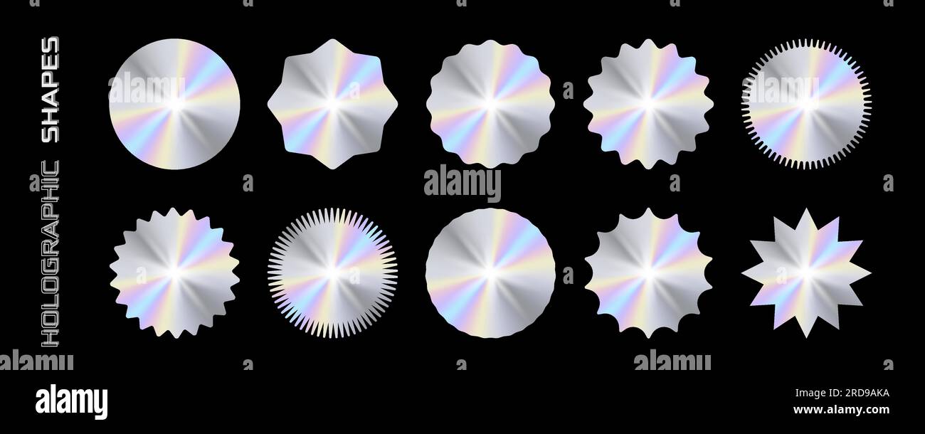 Set of holographic shapes. Metal foil sticker Stock Vector Image & Art ...