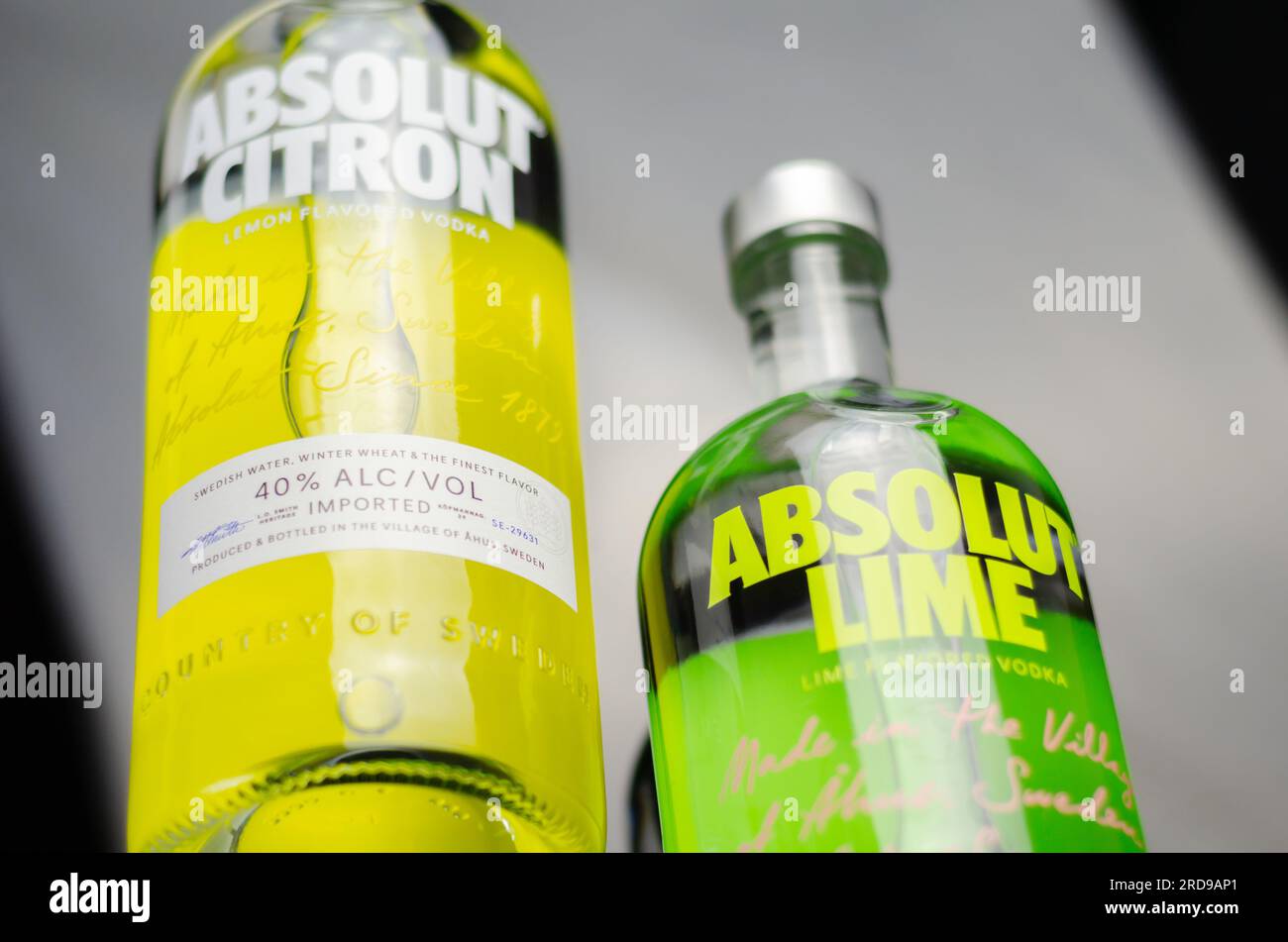 LONDON, UK - 11 JULY 2023 Flavored vodkas produced in the famous old ...