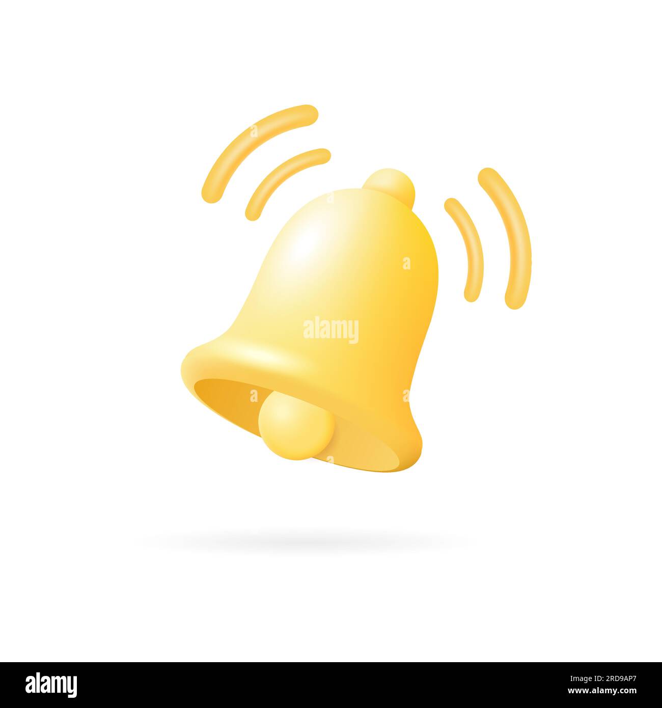 3d bell icon in cartoon style. missed notification sign or alarm clock ...