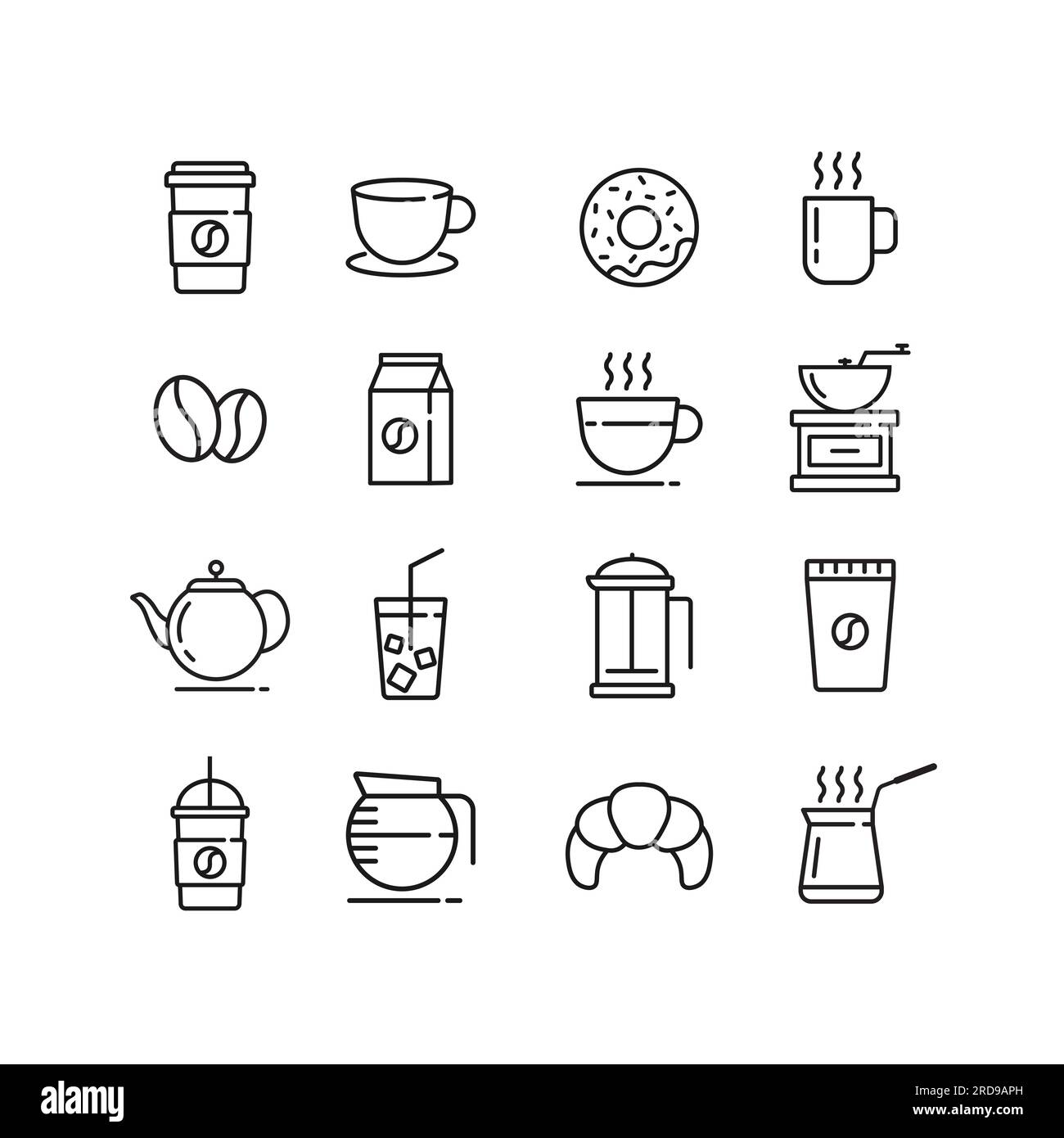 Simple Set Of Coffee Related Vector Line Icons Contains Such Icons As Turk Cup Beans Donut