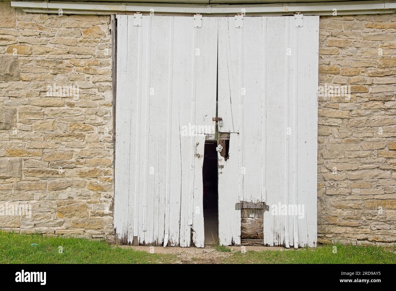 Weathered Limestone Barn Doors At Spring Hill Ranch On Tallgrass Prairie National Preserve Stock