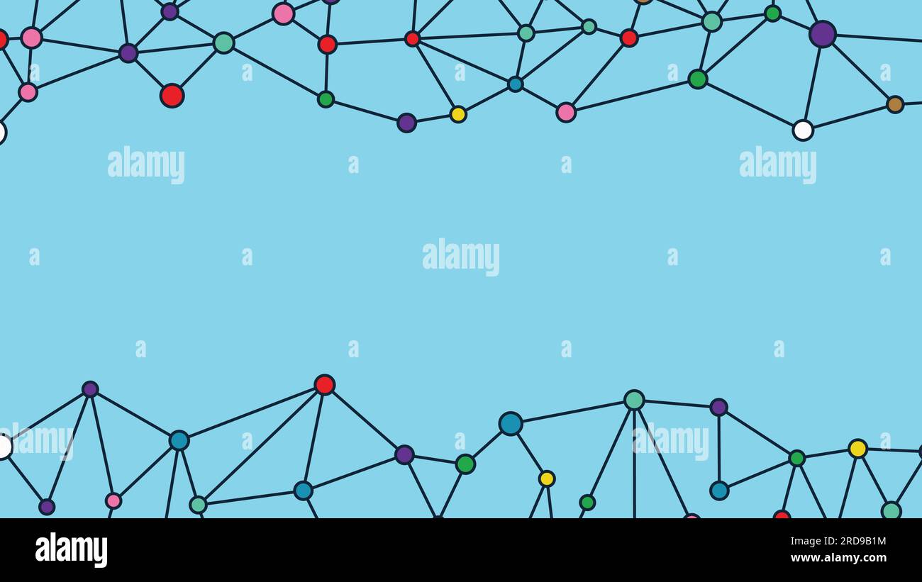 Colorful science background. Plexus mesh geometric background. Colorful dots connected by lines ...