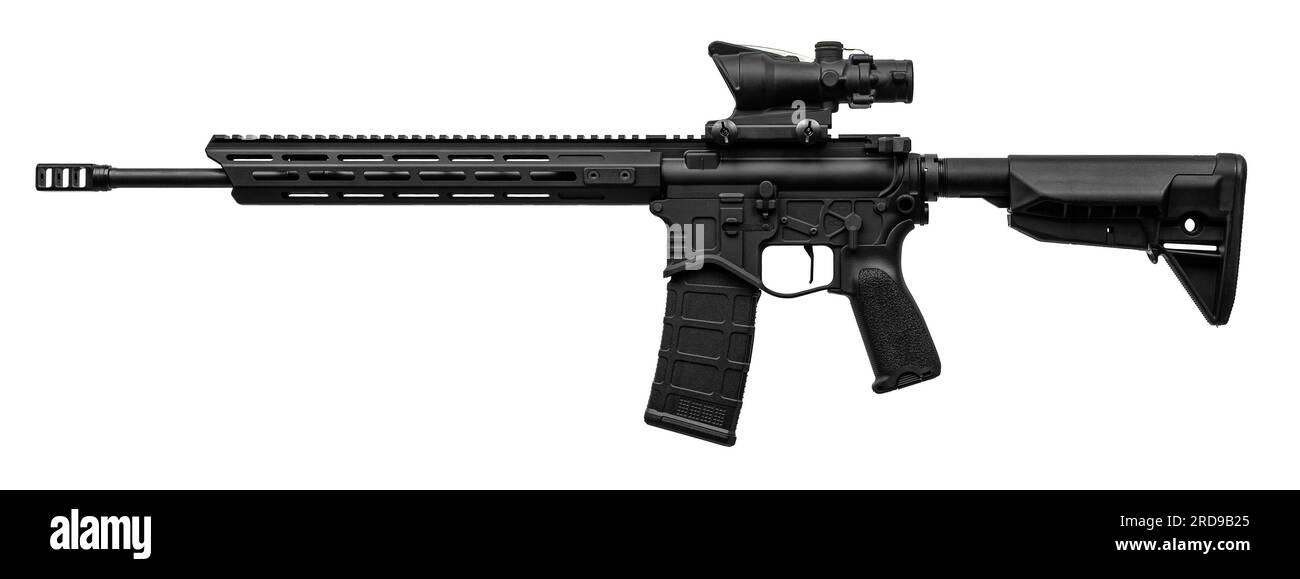 Modern automatic rifle isolated on white background. Weapons for police ...